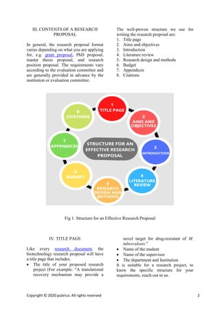 Structure for writing a scientific research proposal in biotechnology ...