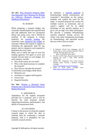 Structure for writing a scientific research proposal in biotechnology ...
