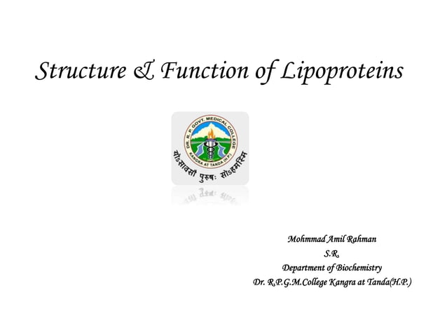 Structure and function of lipoproteins | PPTX | Chemistry | Science