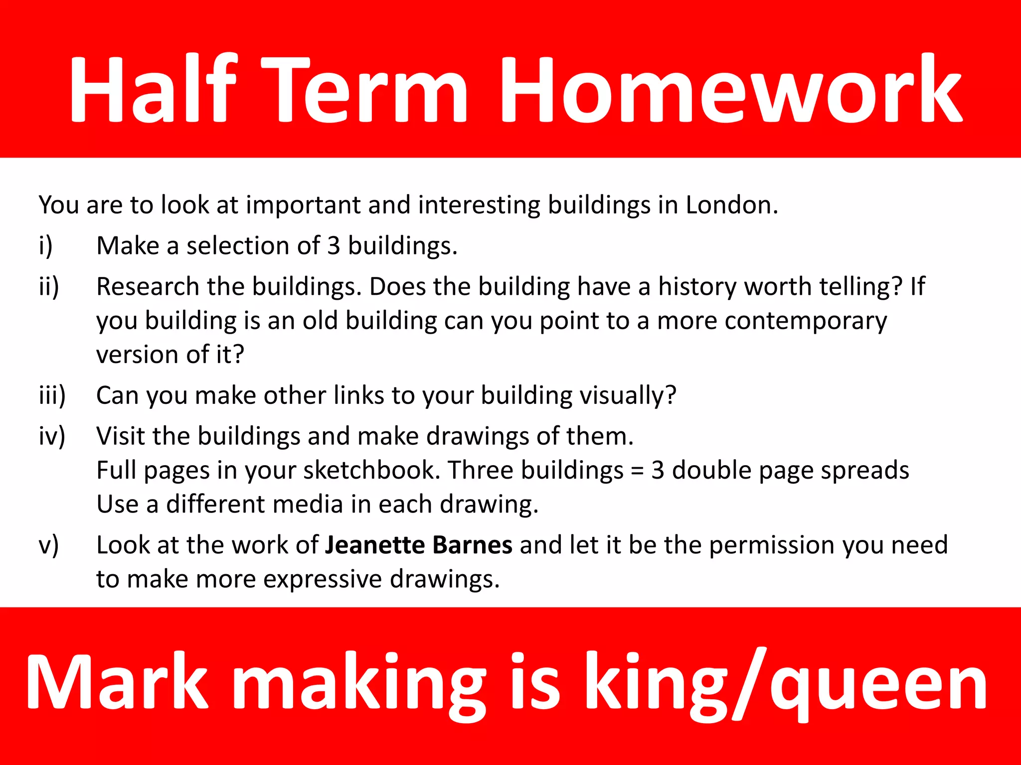 Structure half term tasks | PPTX