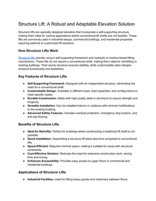 Structure Lift with shaft and luxury cabin | PDF