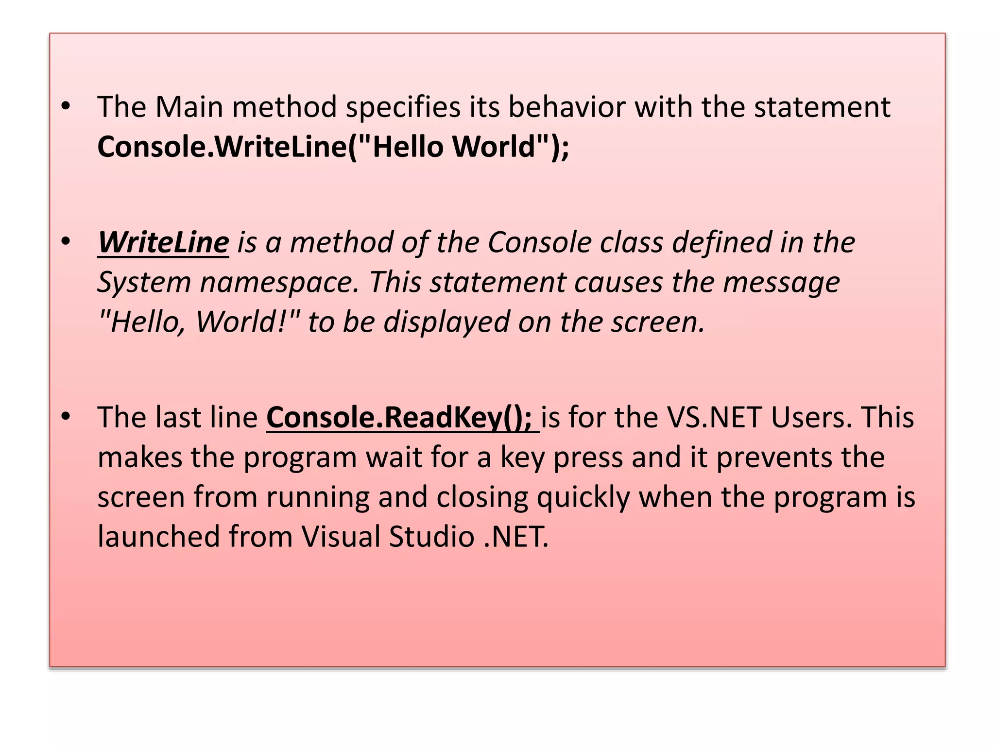 Structure of a C# Program | PPT