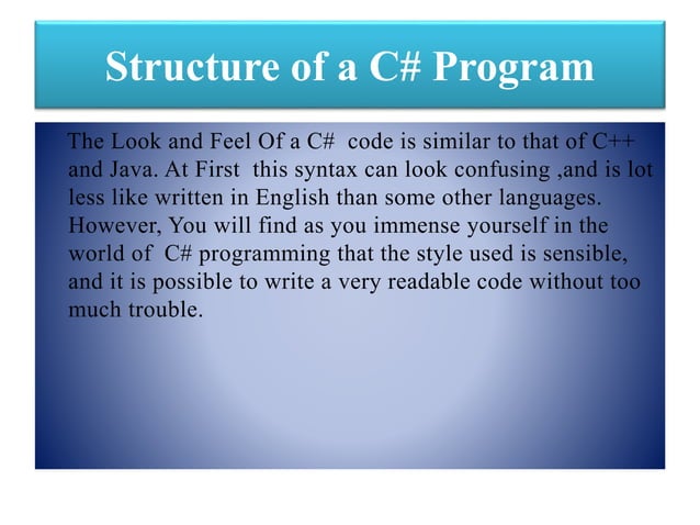 Structure of a C# Program | PPT