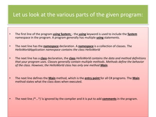 Structure of a C# Program | PPT