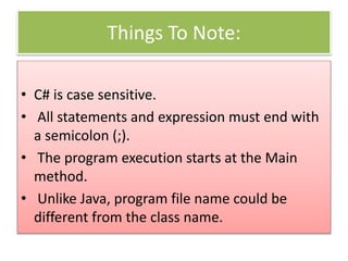 Structure of a C# Program | PPT