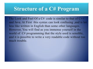Structure of a C# Program | PPT