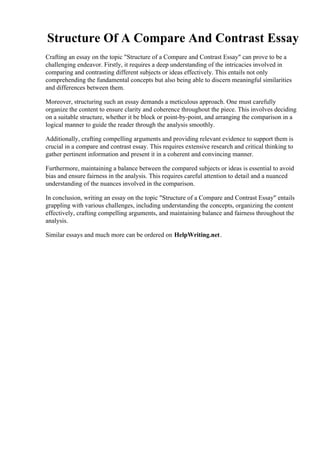 Structure Of A Compare And Contrast Essay | PDF