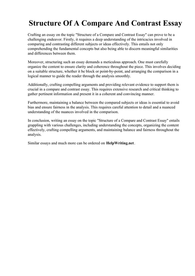 Structure Of A Compare And Contrast Essay | PDF