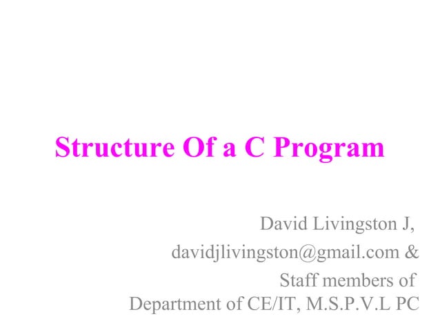 Structure of a C program | PPT