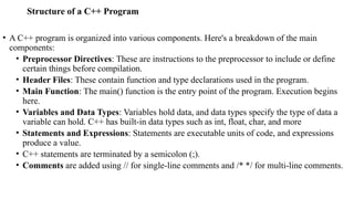 Structure of a C++ Program in computer programming .pptx