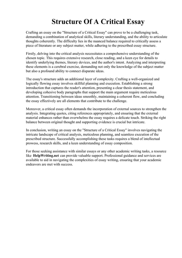 Structure Of A Critical Essay | PDF