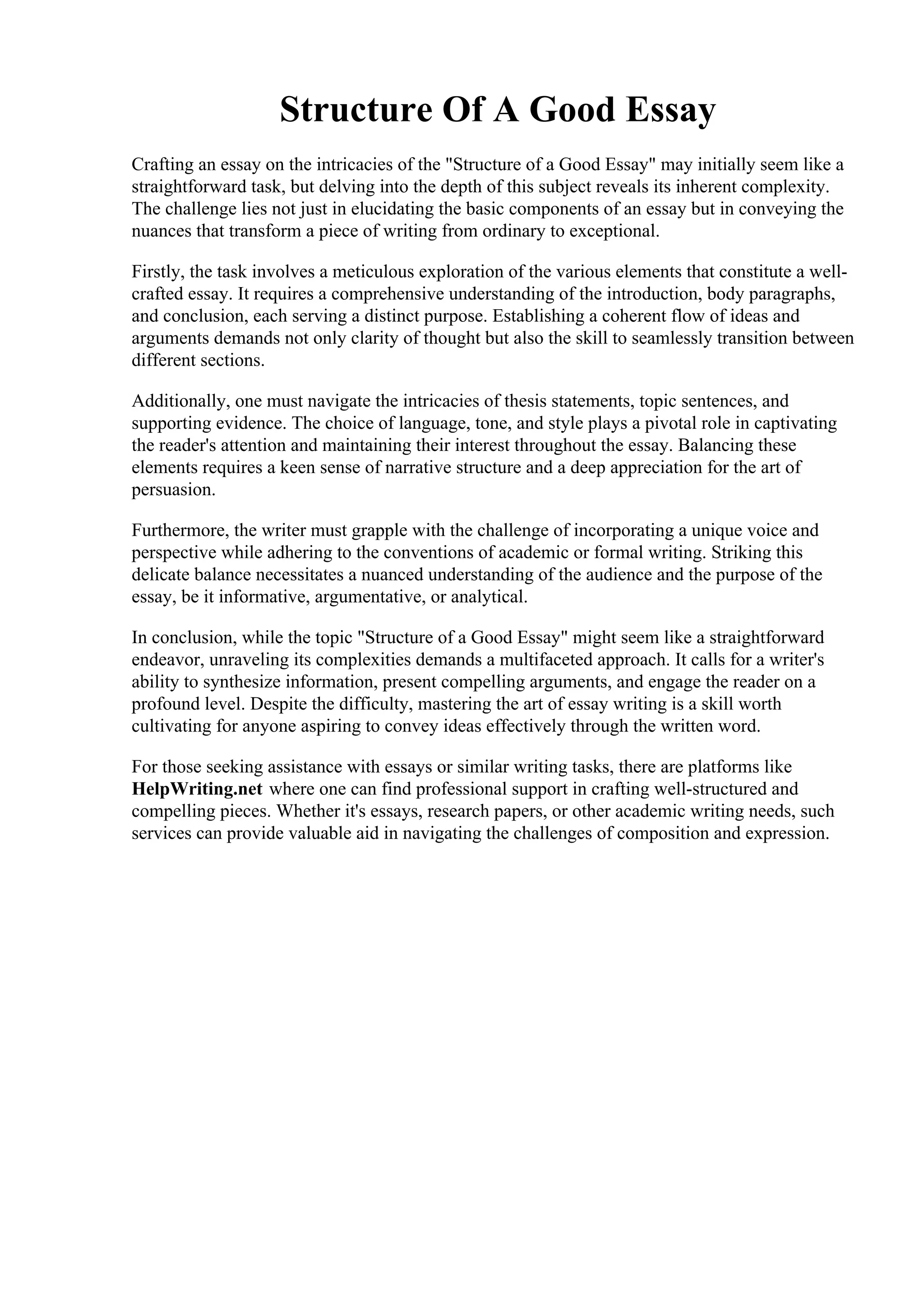 Structure Of A Good Essay | PDF