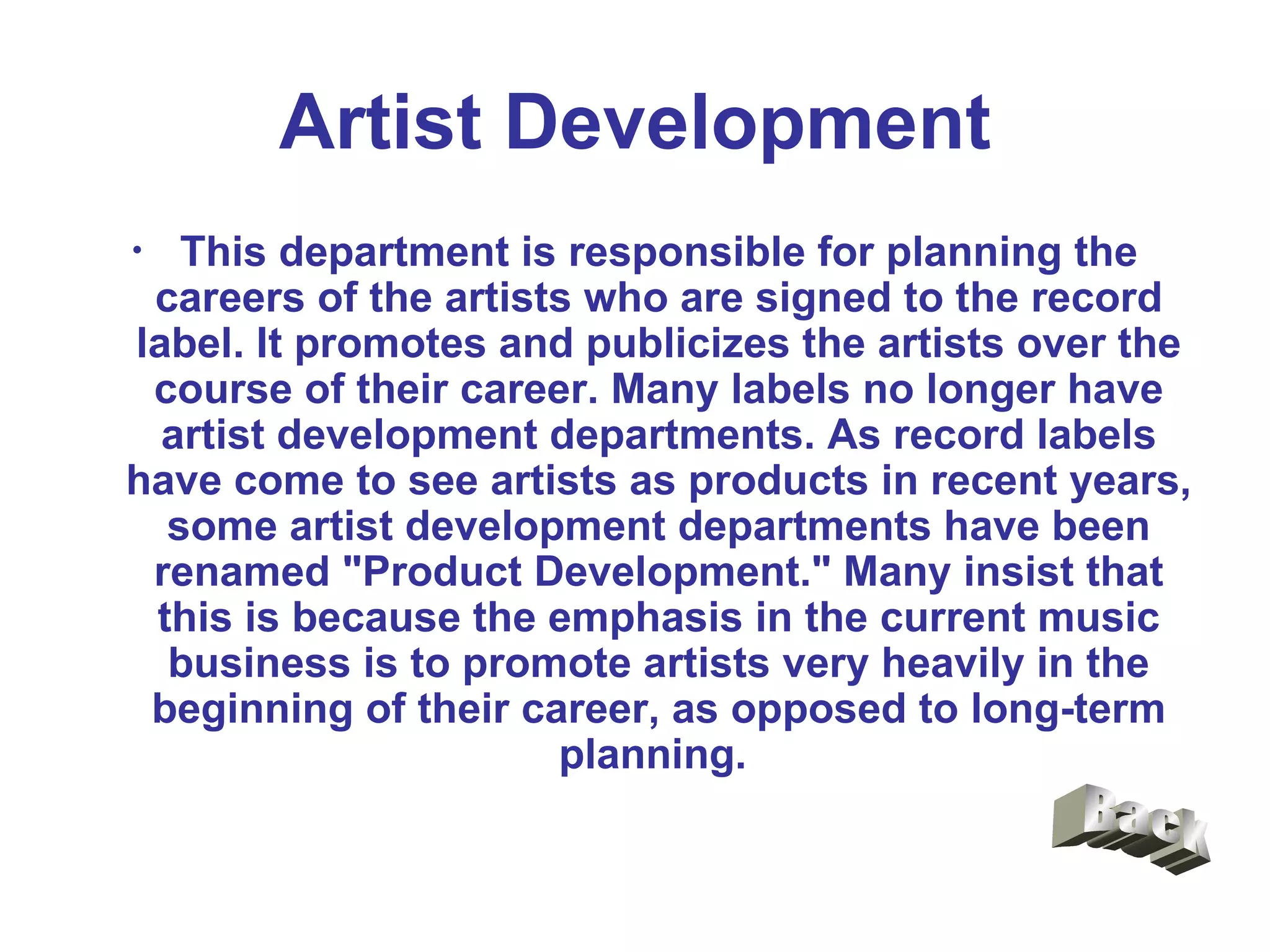 Structure Of A Major Record Label | PPT