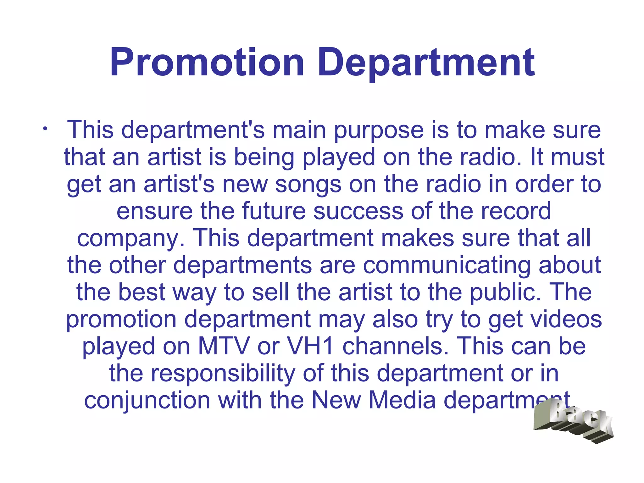 Structure Of A Major Record Label | PPT