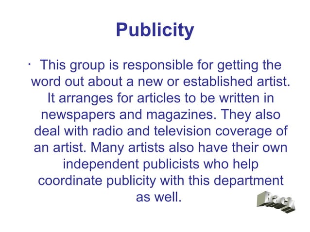 Structure Of A Major Record Label | PPT | Music | Entertainment