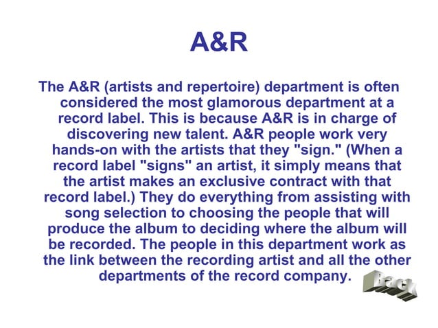 Structure Of A Major Record Label | PPT | Music | Entertainment