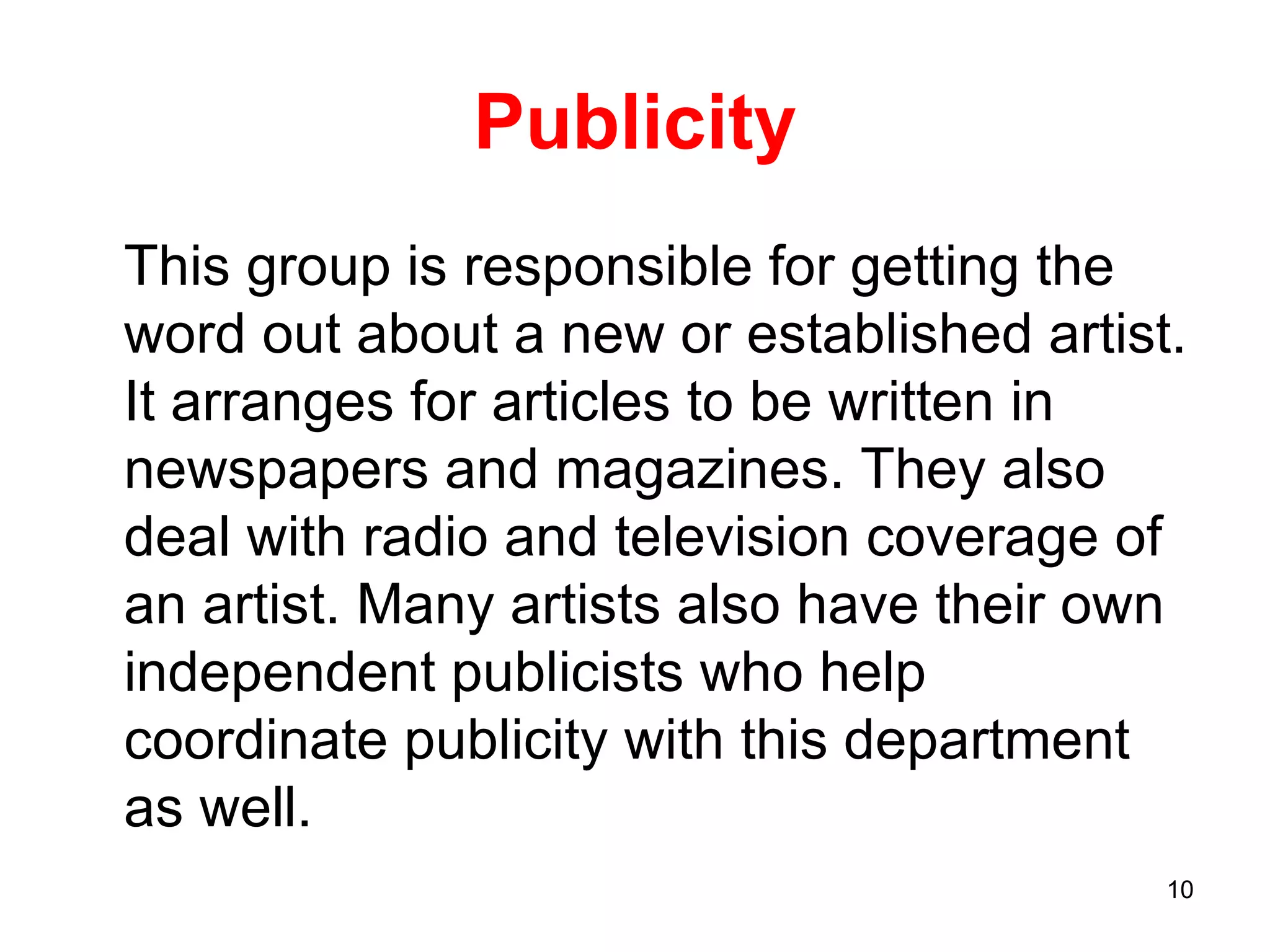 Structure of a major record label | PPT