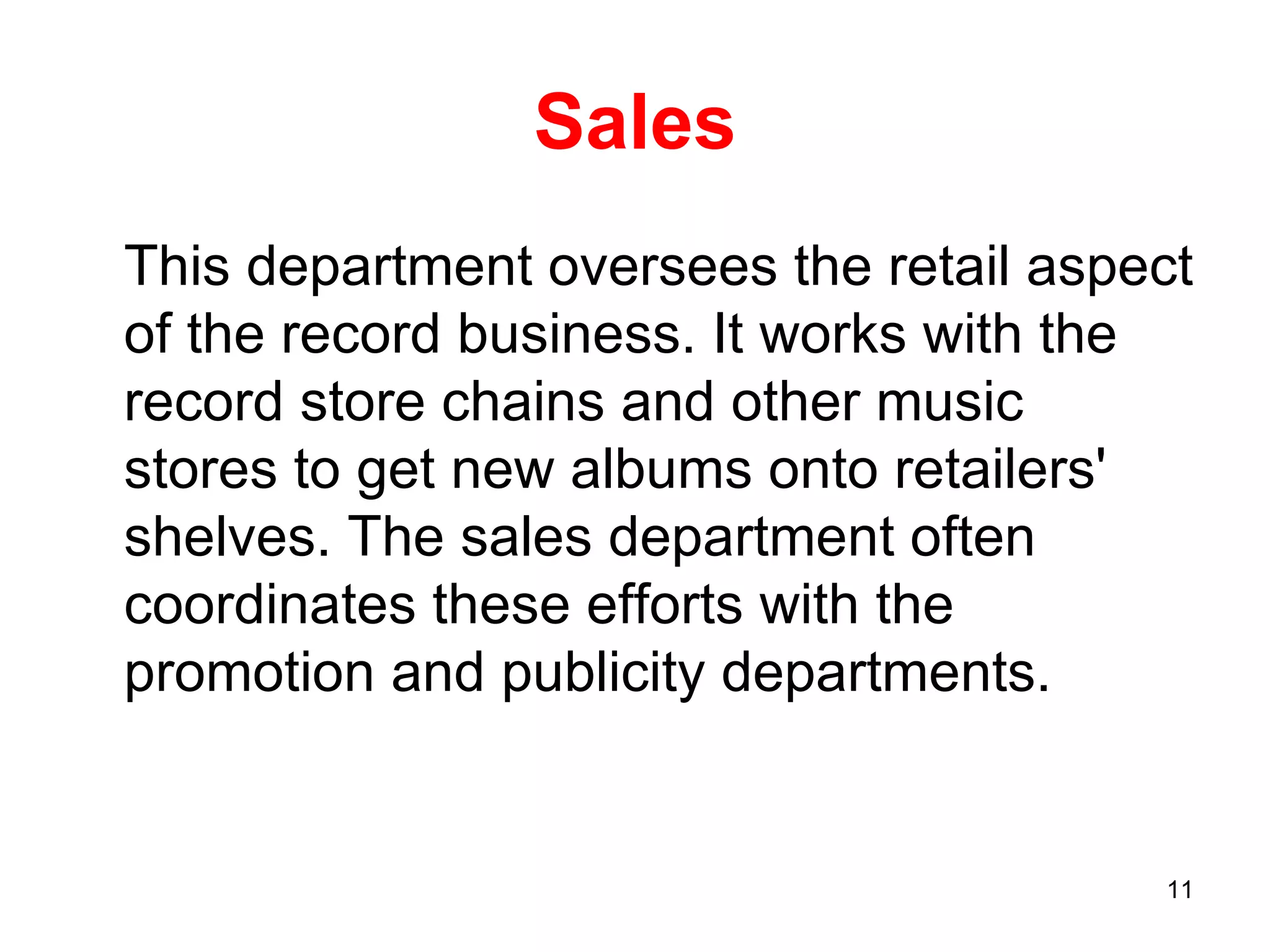 Structure of a major record label | PPT