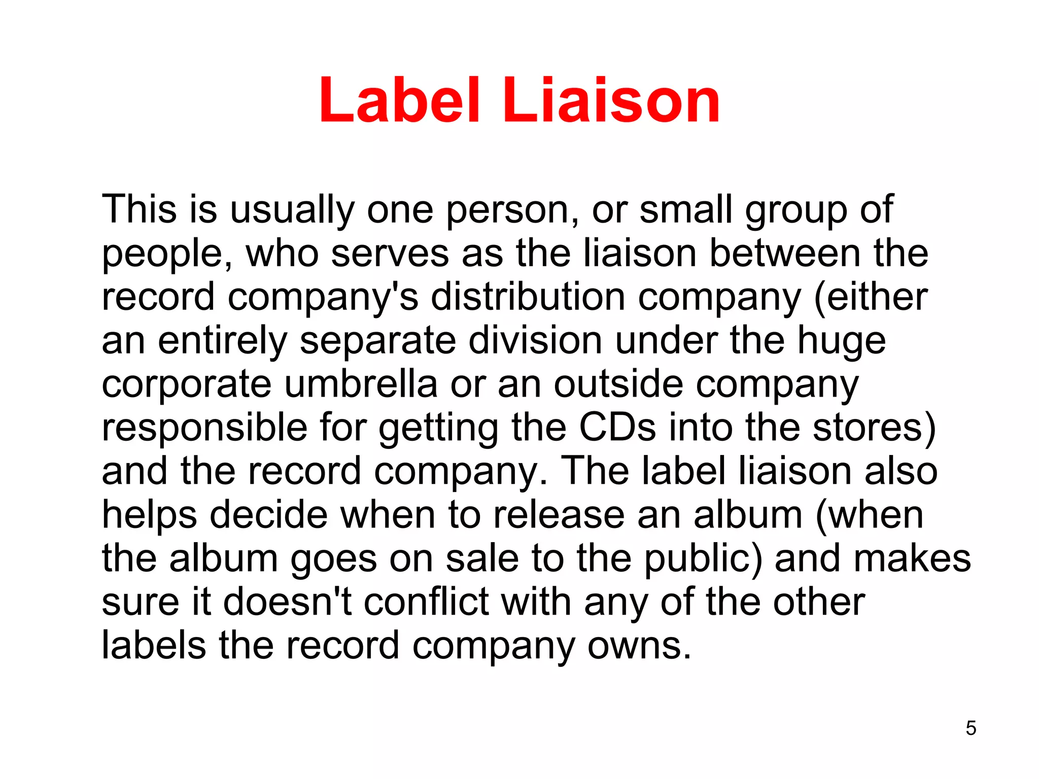 Structure of a major record label | PPT