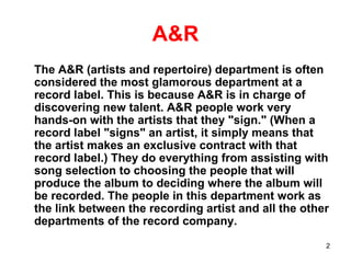 Structure of a major record label | PPT