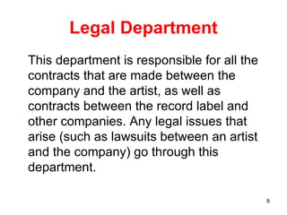 Structure of a major record label | PPT