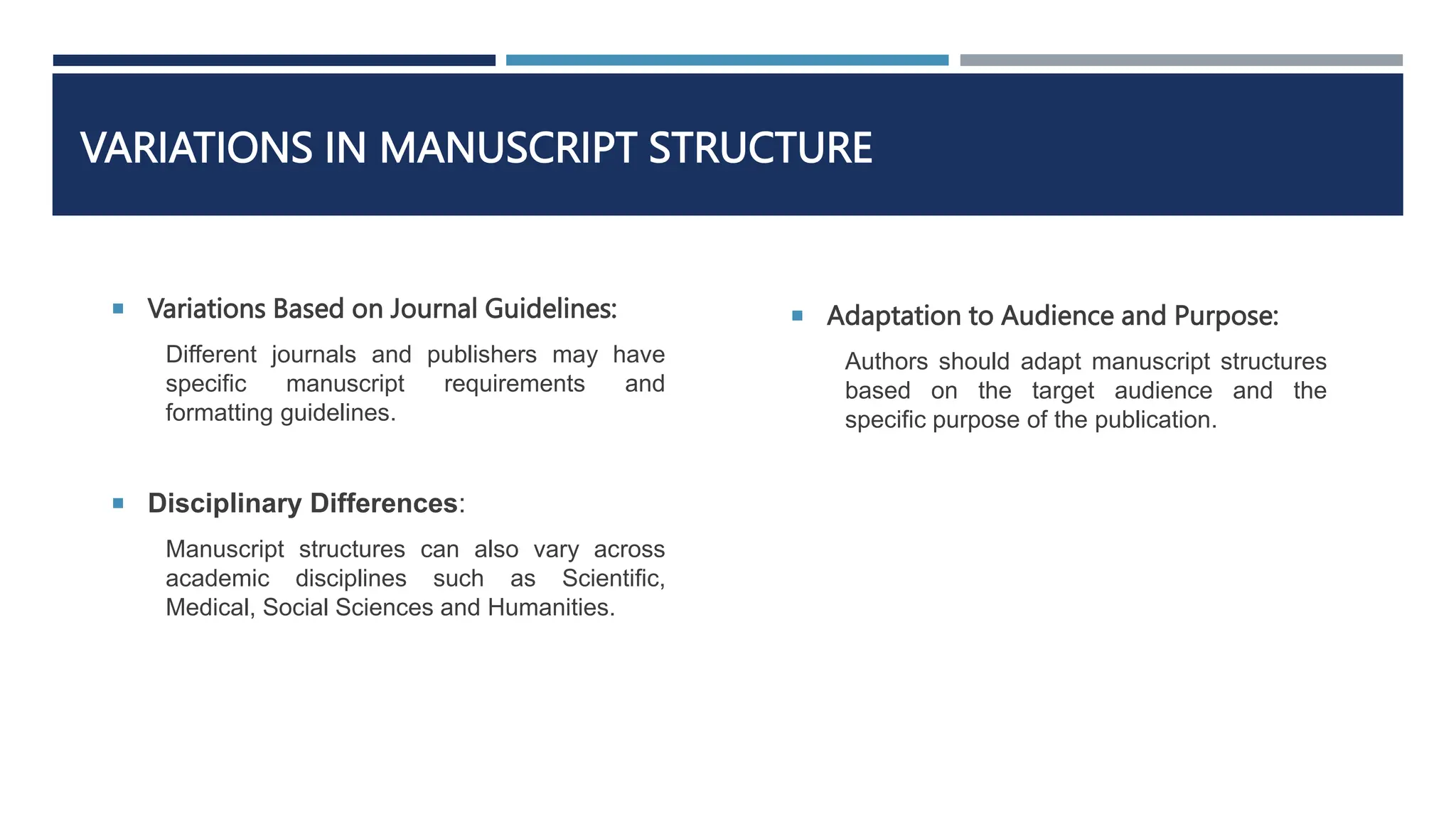 Structure of a Manuscript including differences | PPT