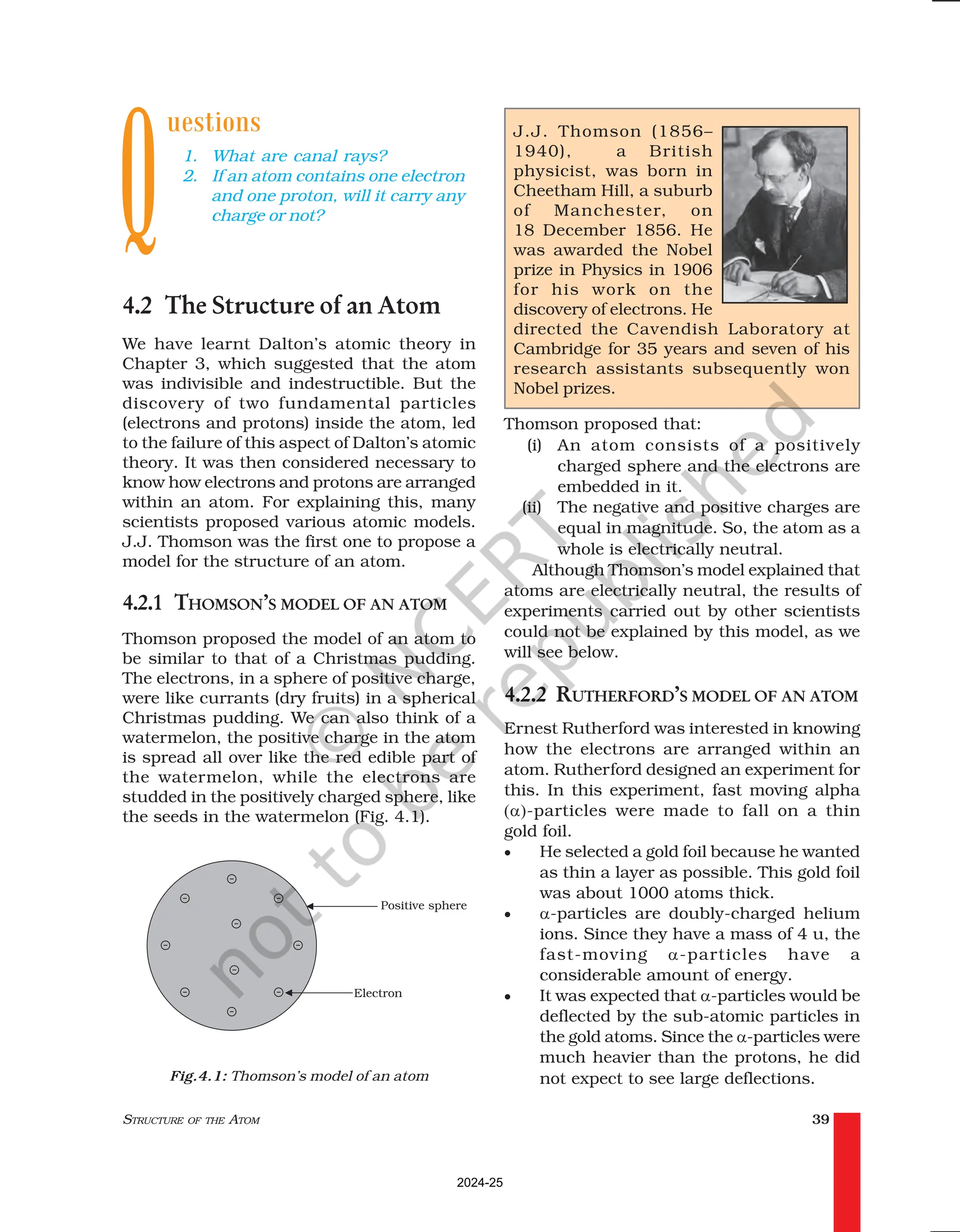 Structure of an atom for 9th class. Enjoy. | PDF