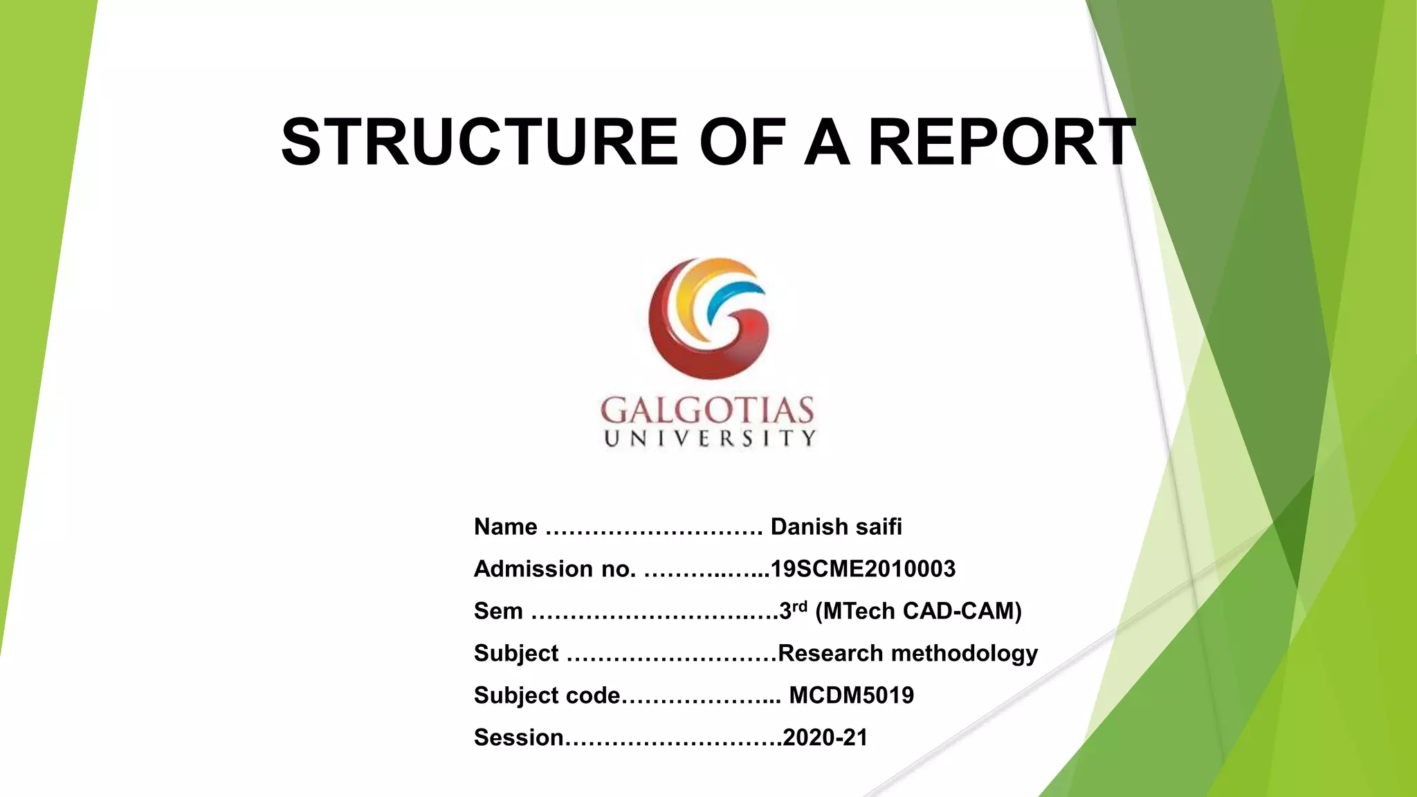 Structure of a report | PPTX