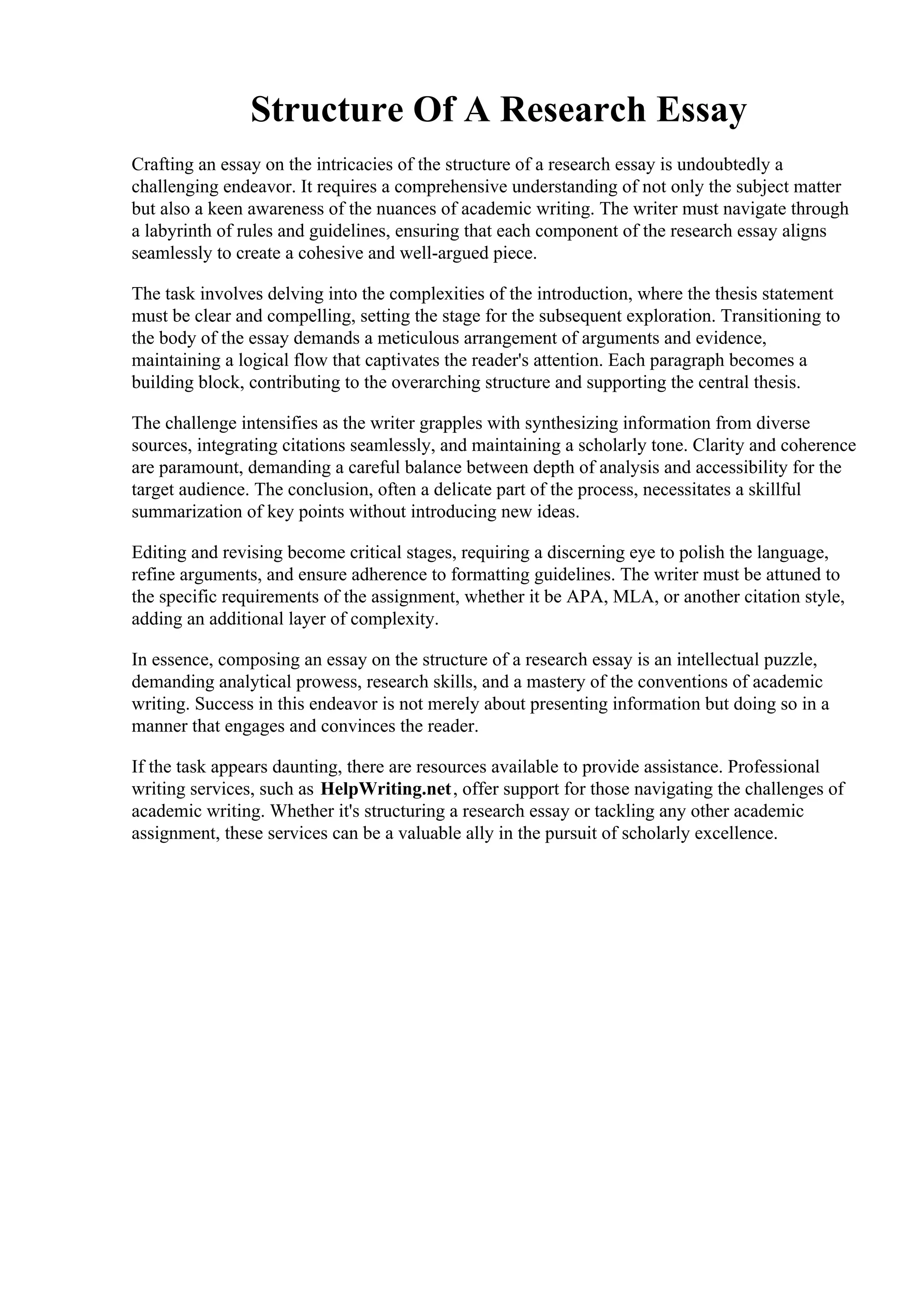 Structure Of A Research Essay. The Research Paper Structure - How to ...