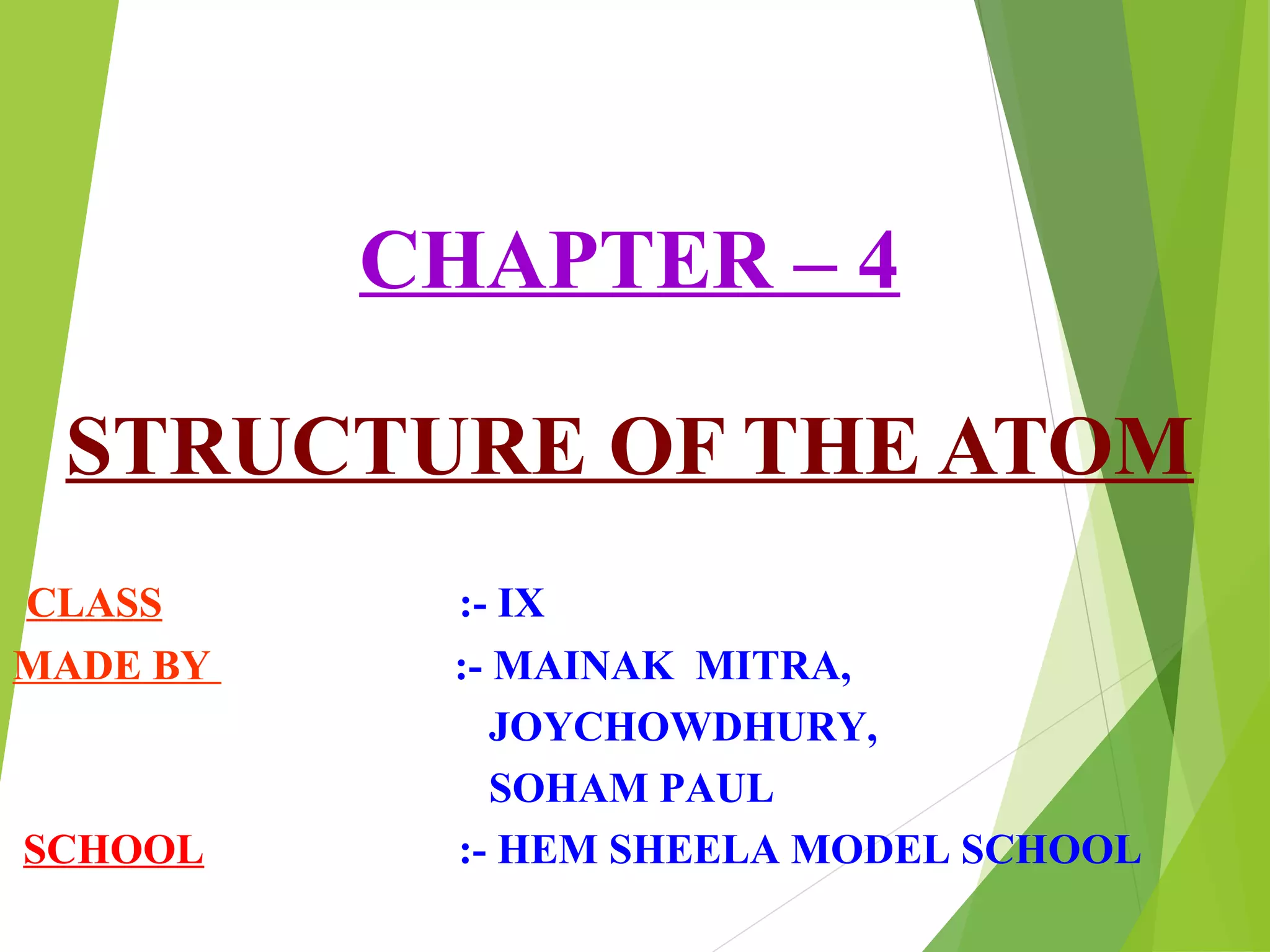 Structure of atom | PPT | Chemistry | Science