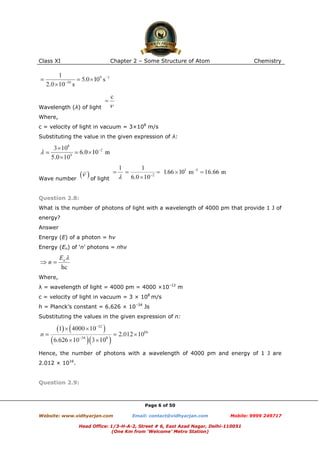 Structure of atom exercise -with solutions | PDF