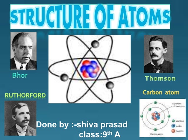 Structure of atom ppt by shiva prasad class 9th a | PPTX | Chemistry | Science