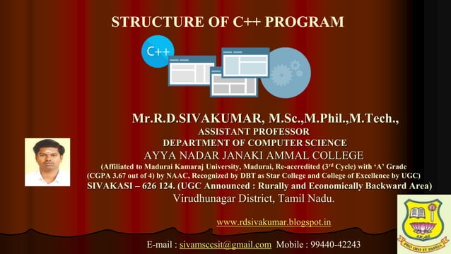 Structure of C++ - R.D.Sivakumar | PPT
