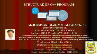 Structure of C++ - R.D.Sivakumar | PPT