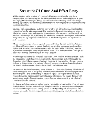 Structure Of Cause And Effect Essay. PPT - Cause and Effect Essay ...