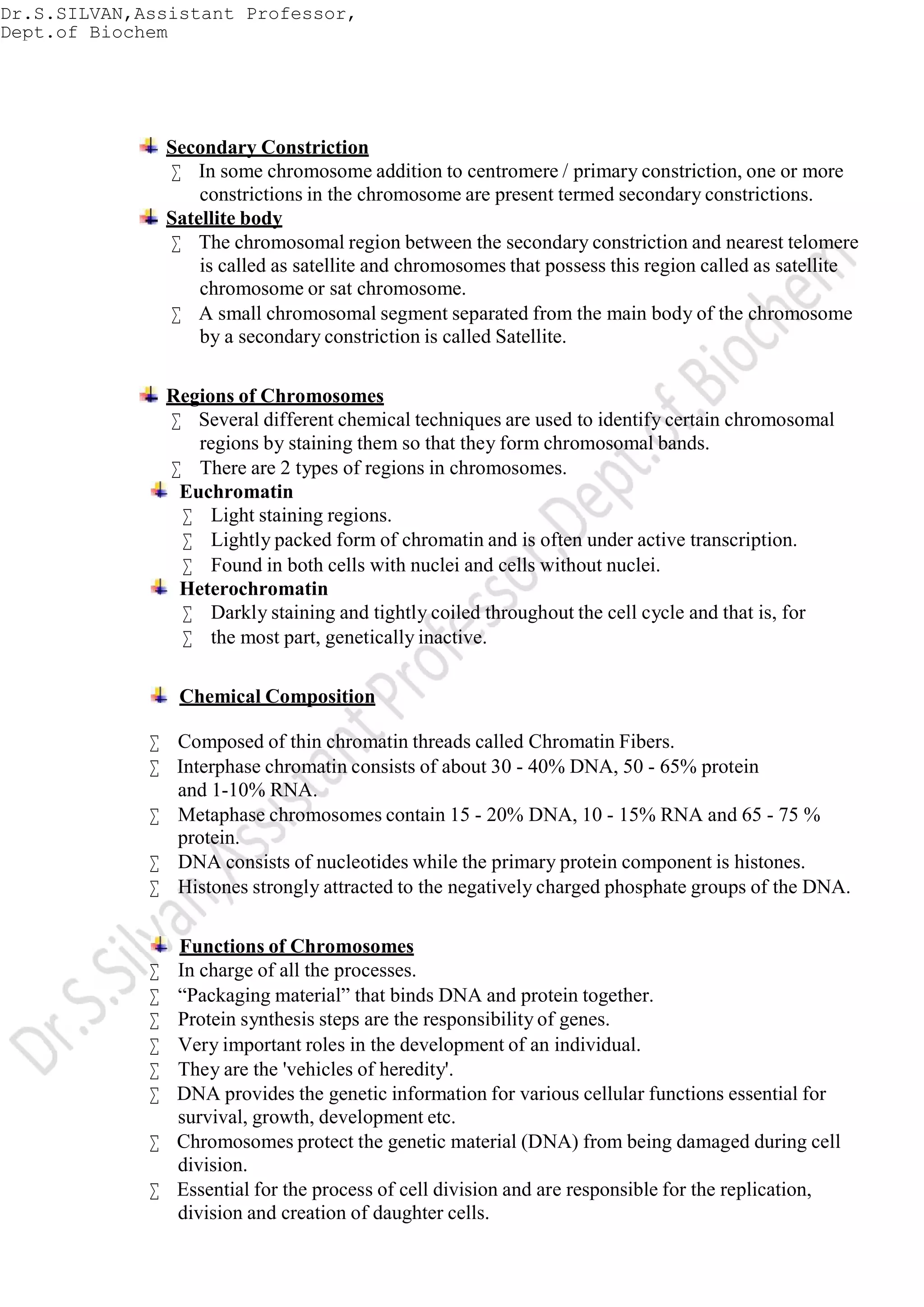 Structure of chromosome | PDF