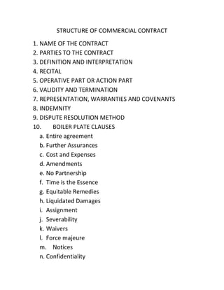 Structure of commercial contract arun | DOCX | Law