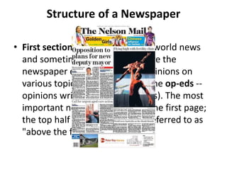 Structure of contemporary newspaper. | PPTX