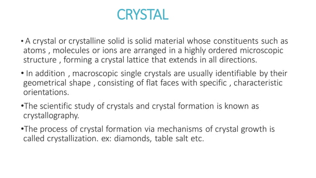 Structure of Crystal Lattice - K Adithi Prabhu | PDF | Chemistry | Science