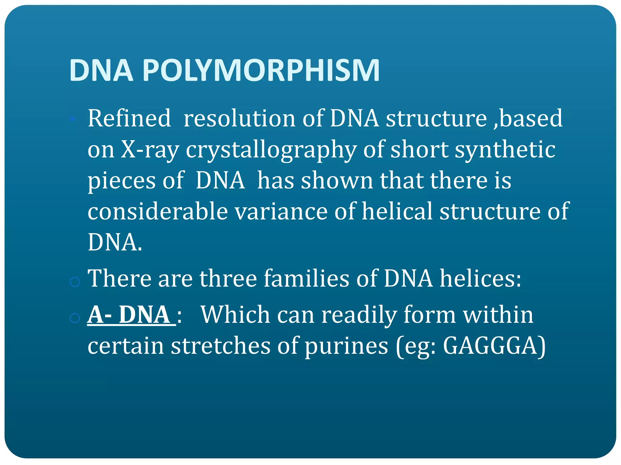Structure of dna , dna polymorphism | PPTX