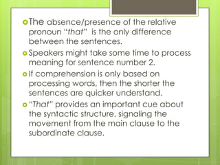 Sentence-Level Phenomena in Performance Grammar | PPT