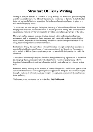 Structure Of Essay Writing | PDF