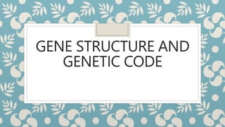 STRUCTURE OF GENE and genetic code in animals ppt | PPT
