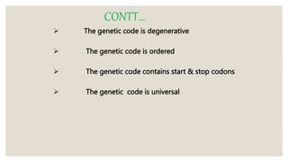 STRUCTURE OF GENE and genetic code in animals ppt | PPT
