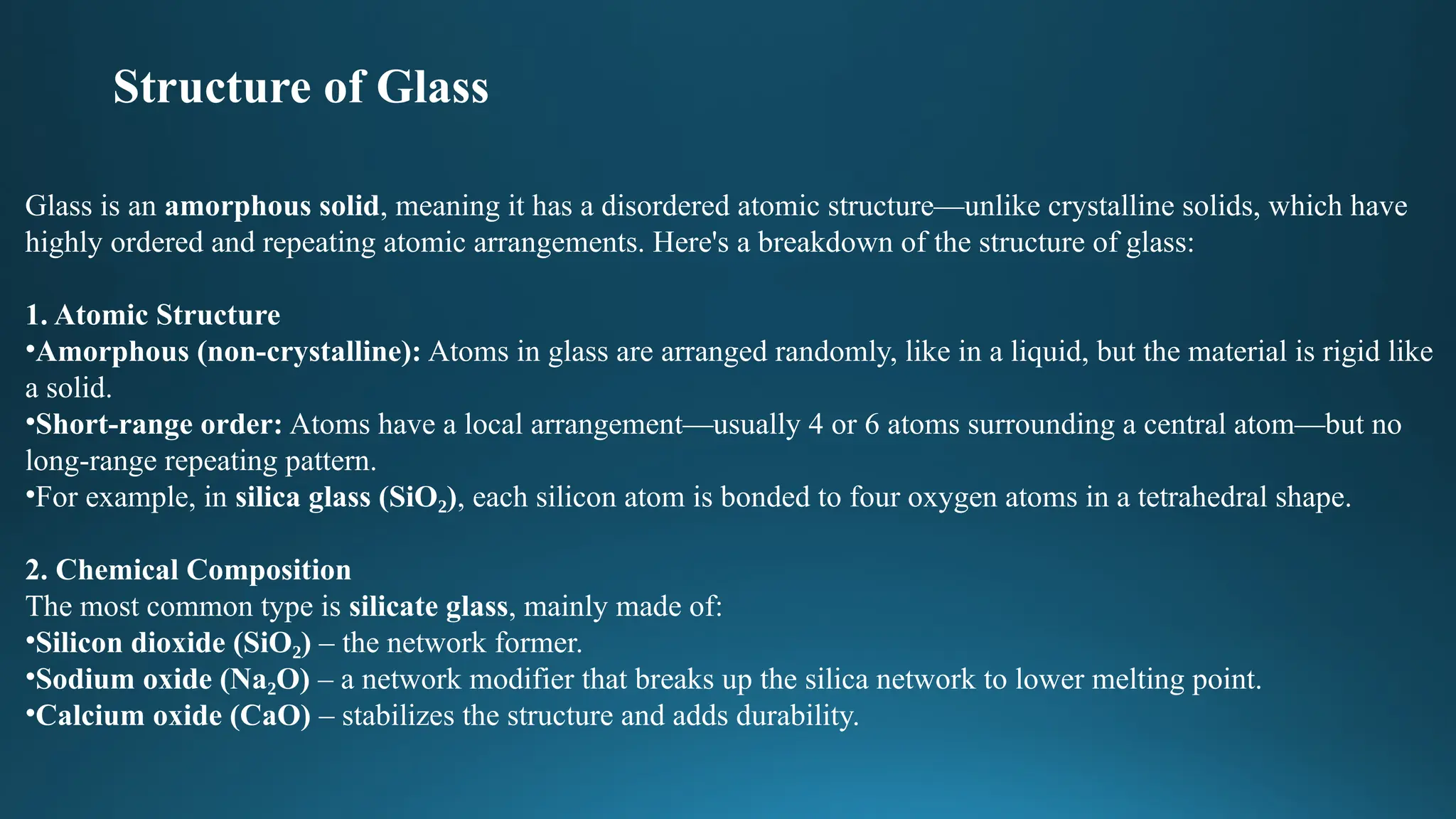 structure of glass and ZACHARIASEN’S RULES FOR GLASS FORMATION IN ...