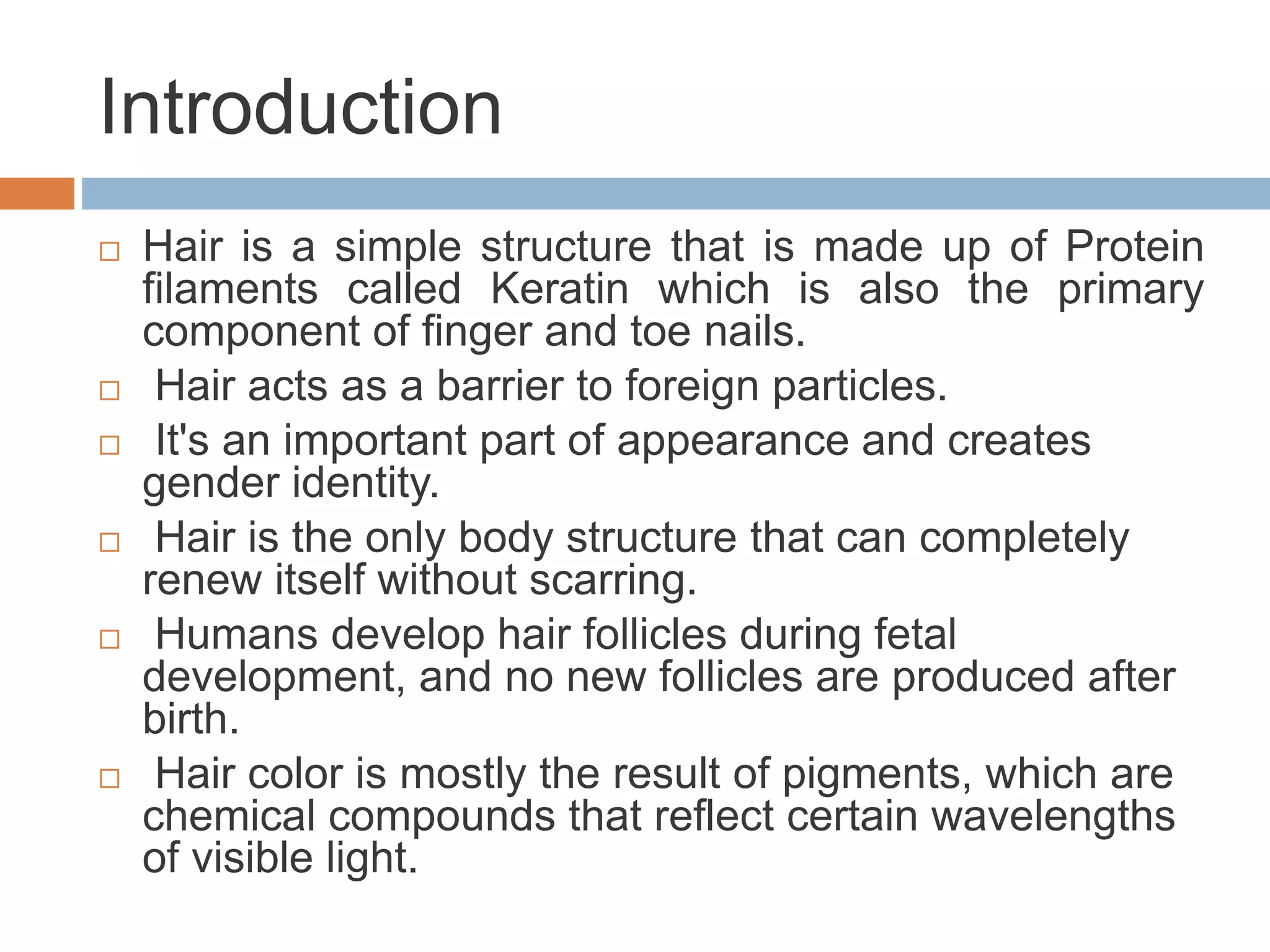 Structure of hair and hair growth cycle | PPTX
