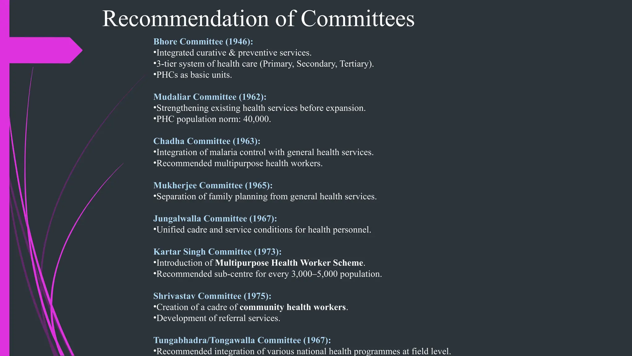 STRUCTURE OF HEALTH SERVICE - EVOLUTION, COMMITTEES, DEVELOPMENT ...