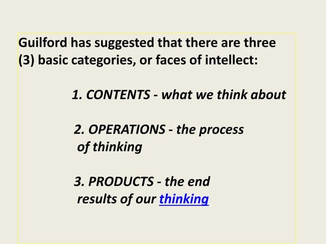 Guilford's Structure of intellect | PPTX | Physics | Science