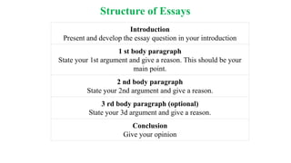 Structure of Opinion essay: writing tips | PPTX