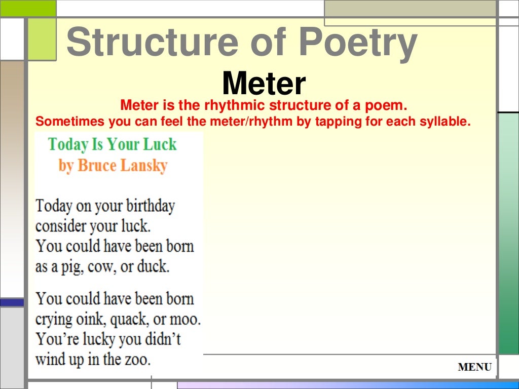 Structure Of Poetry Structure Of Poetry